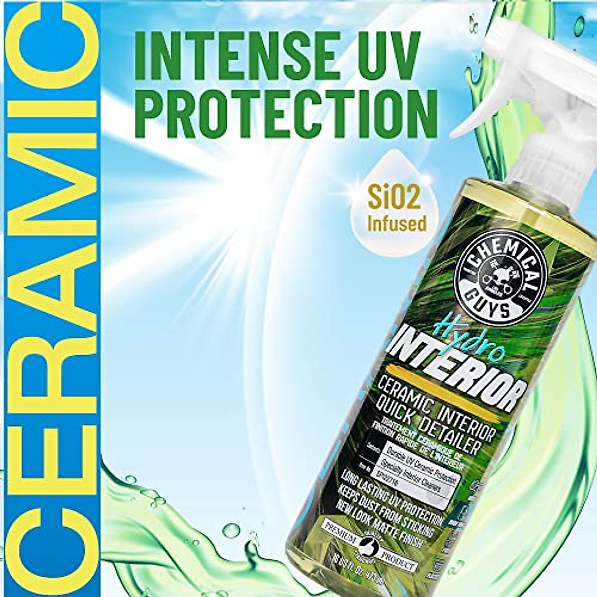 Chemical Guys SPI22716 HydroInterior SiO2 Ceramic Interior Quick Detailer and Protectant for Interiors, Furniture, Apparel, and More (Works on Plastic, Vinyl, Imitation Leather, and More), 16 fl oz
