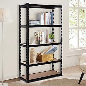 PACHIRA E-Commerce 5 Tier Storage Shelves 31.5" W x 15.75" D x 72" H, Adjustable Metal Shelving Heavy Duty Garage Shelving Unit Utility Rack Shelf for Storage Warehouse Pantry Closet, Black