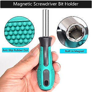 1/4 Hex Screwdriver Bit Holder Handle 2PCS, SKZIRI Hex Screwdriver Bit Handle Holder Set with 1 Quick Change Handle and 1 Magnetic Screwdriver Bit Holder Handle