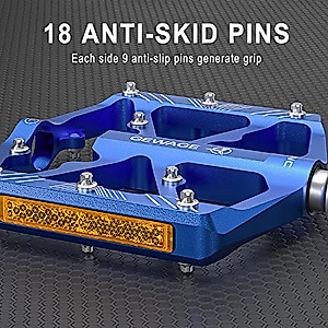 Bike Pedals 9/16 Inch - Bicycle Pedals with Reflectors - 3 Sealed Bearings MTB Pedals Wide Platform Pedals for Mountain Bike, BMX, Road Bike Pedals (Blue)