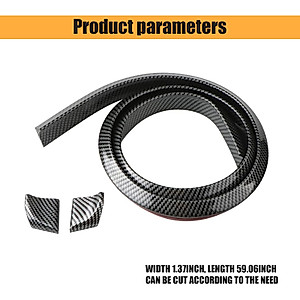 ZKFAR 1 PC Universal Car Decorative Strip, 59In Car Rubber Strip Bar Spoiler Tailfin, Car Trunk Spoiler Lip Kit, Fit for Most Cars (Carbon Fiber Black)