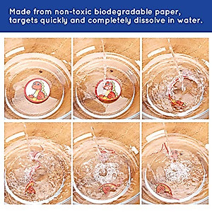 90 Pack Toilet Targets for Boys, Potty Training Flushable Dinosaur Target, 2 x 2 Inch Pee Targets for Boys, 100% Biodegradable and Sewage Safe