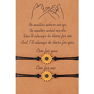 morniface Pinky Pomise Distance Matching Bracelets for Best Friends Couple Family Women Mens Teen Girls Sunflower Boho Bracelet Friendship Jewelry
