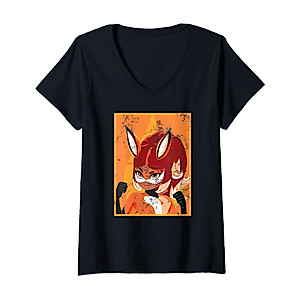 Womens Miraculous Ladybug Vintage Collection with Rena Rouge V-Neck T-Shirt