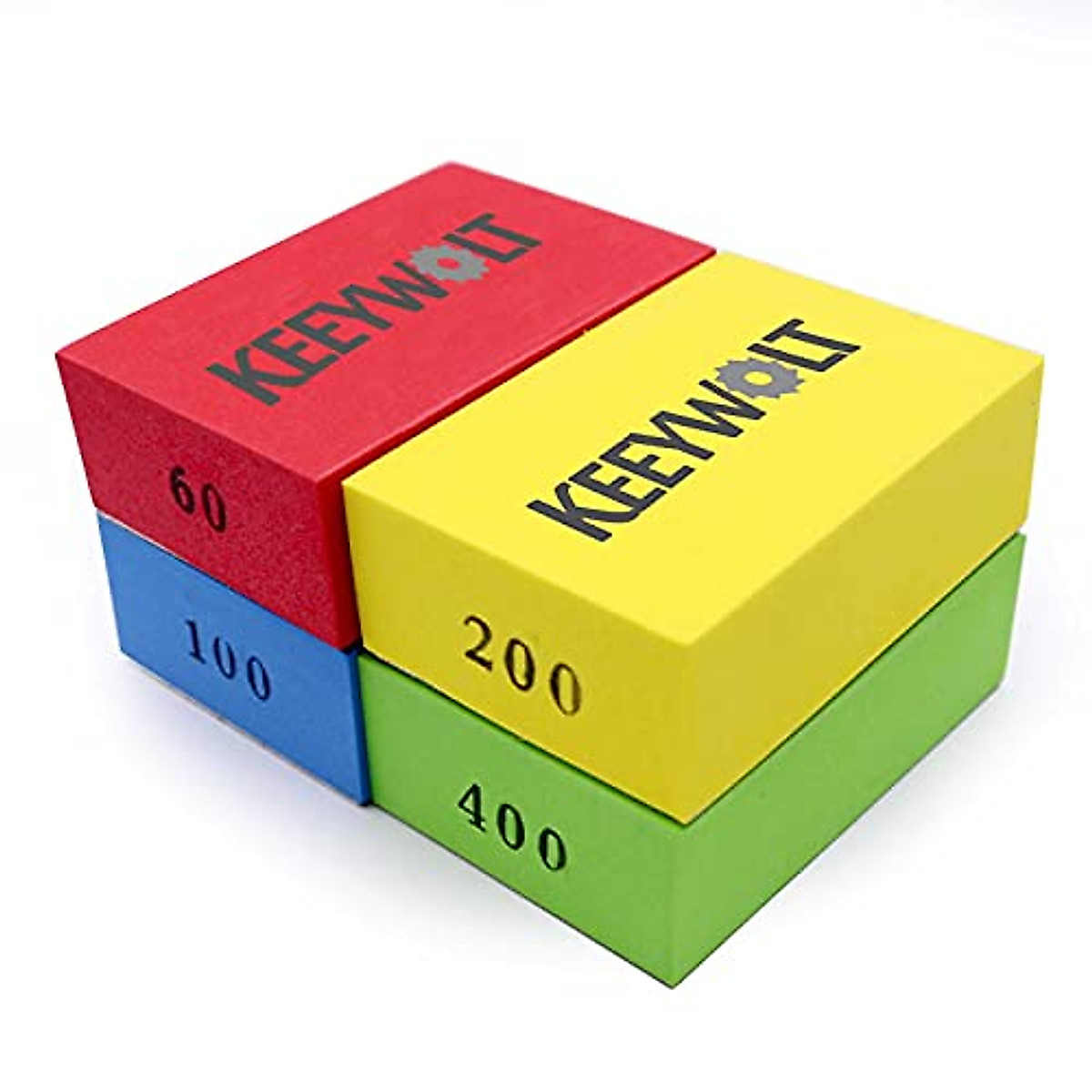 KEEYWOLT Diamond Hand Polishing Pads extremely Sharp Sanding Block Kit For Sanding Ceramic Tile Concrete Glass Stone Granite Marble-60#,100#,200#,400# 4Pcs(Grid)