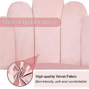 Okeysen Vanity Chair for Makeup Room - Mid Century Modern Accent Chair with Back Velvet Chair with Gold Legs, for Bedroom, Living Room (Pink)