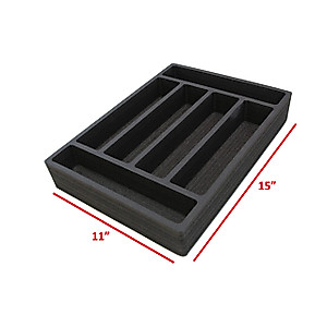 Polar Whale Flatware Silverware Drawer Organizer for Cutlery Forks Knives Spoons Serving Utensils Non-Slip Premium Waterproof Tray Insert 11 x 15 Inches 6 Slot Extra Deep Pair Set