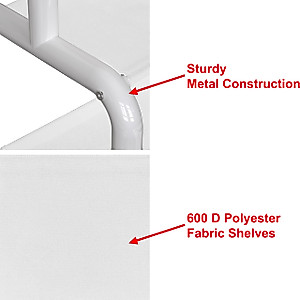 Simple Houseware Garment Rack with Storage Shelves and Coat/Hat Hanging Hooks, White