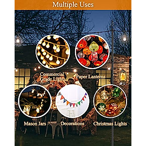 IRMNAN String Light Poles, Light Poles for Outside String Lights, 9FT String Light Poles for Outside 2 Pack, Easy to Assemble,10FT String Light Pole with Adjustable Shepherds Hook High-end Series