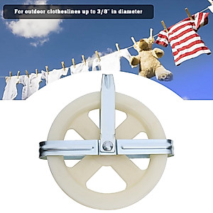 SING F LTD 2pcs 5 Inch Clothesline Pulley Nylon Rope Pulley Cable Puller Compatible with Outdoor Drying Clothing Fits Rope Up to 3/8-in White