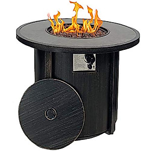 Propane Gas Fire Pit Table,Summerville 32" Round Gas Fire Pit Outdoor Fire Bowl Backyard Smokeless Firepits Patio Heater with Lava Rocks,Protective Cover