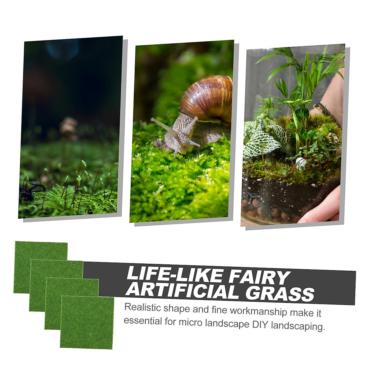 Happyyami 16 Pcs Artificial Turf Grass Garden Grass Turf Tiles Grass Tiles for Balcony Faux Plants Greenery Artificial Grass Outdoor Carpet Aquarium Grass Mat Fake Grass Fish Tank Succulents