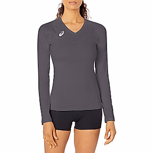 ASICS Spin Serve Volleyball Jersey Long Sleeve, Team Steel Grey, Small