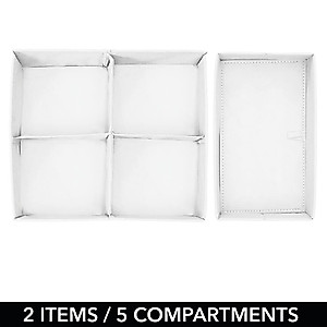 mDesign Soft Fabric Polka Dot Dresser Drawer and Closet Storage Organizer Bin for Child/Kids Room, Nursery, Playroom - Divided 5 Section Tray, Set of 2 - Light Blue/White