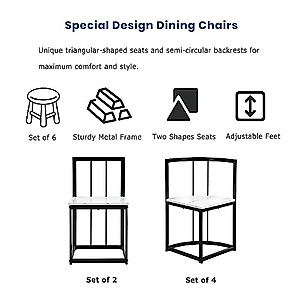 Xshelley Dining Table Set for 6, 7-Piece Dining Table Chairs Set with 1 Table 6 Chairs, Wooden Table Chairs Set for Kitchen Living Room (Black)