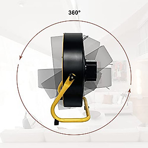 MOCIFI 12 Inch High Velocity Rechargeable Floor Fan with Metal Blade 12-Speed Portable Powered Operated Fan for Home, Travel, Commercial, Residential, Outdoor Indoor Use, Yellow