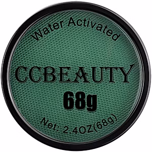 CCbeauty 68g Dark Green Face Body Paint - Water Activated St. Patrick's Day Face Painting, Non-Toxic Water Based Halloween Makeup Kit Supplies, Hypoallergenic for Kids Adults