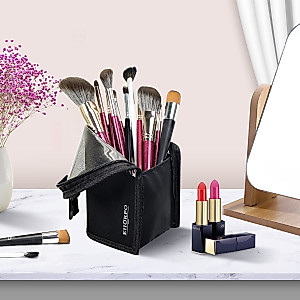 EIIORPO Makeup Brush Organizer Bag Travel Cosmetic Holder Bag Waterproof Dust-free Pencil Cup Holder Case with Zipper