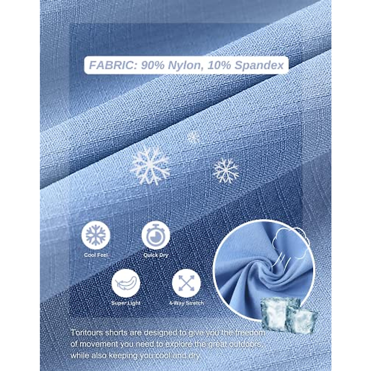 Toritours Mens Atheletic Shorts, Stretch Quick Dry Mens Summer Shorts Lightweight 7 Inch Inseam Casual Golf Hiking Shorts Mist Blue