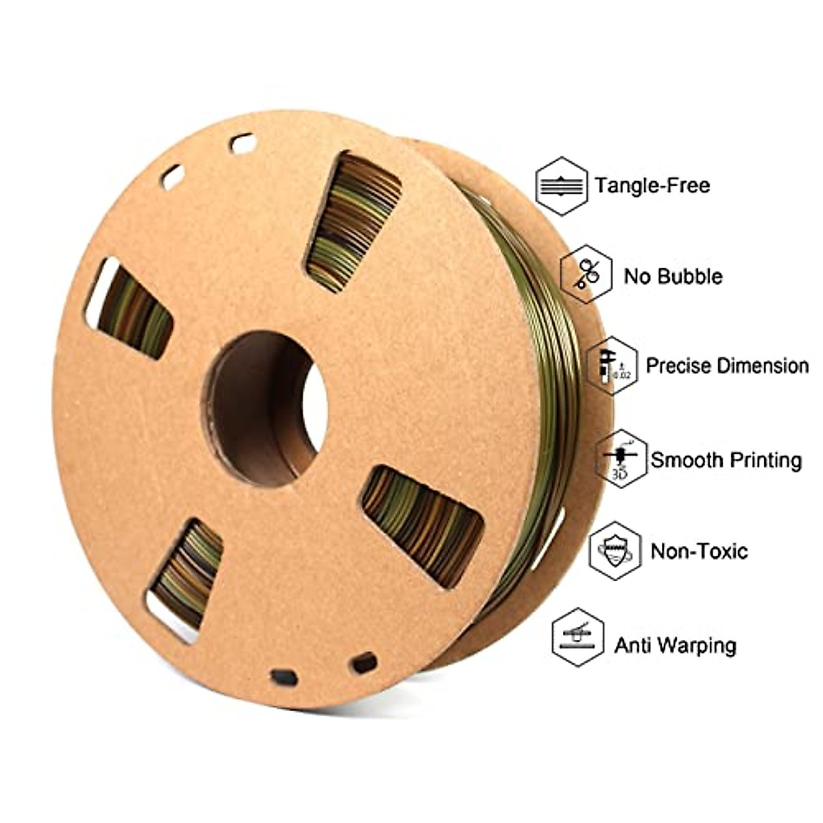 WISDREAM Forest/Jungle/Military Gradient Color Rainbow 3D PLA Printer Filament 1.75mm 1kg/2.2lbs