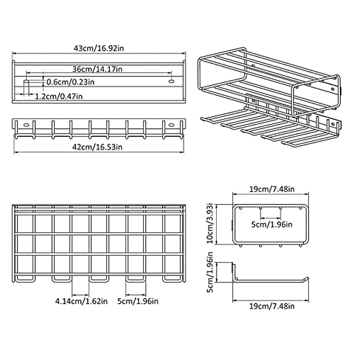 Floating Tool Shelf Holder Wall Mounting Alloy Steel Storage Rack Space Saving 50kg 110lb Load Capacity for Handheld Power Tools