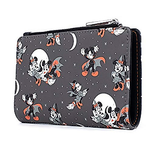 Loungefly Disney Mickey and Minnie Mouse All Over Print Halloween Flap Wallet