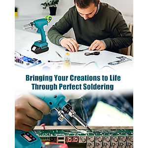 Cordless Soldering Iron Kit for Makita 18v LXT Battery,75W LED Digital Solder Iron Soldering Gun with 5pcs Tips,50g 0.04” Solder Wire for any Hobby Enthusiast (Battery not included)