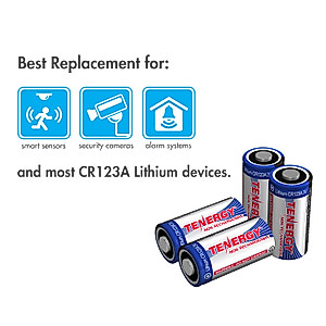 Tenergy 1500mAh 3V CR123A Lithium Battery, High Performance CR123A Cell Batteries PTC Protected, Smart Sensors Replacement CR123A Batteries, 40 Pack (Non-Rechargeable)