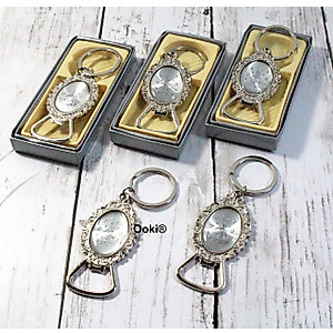 24 Elegant Princess Silver Cinderella Recuerdos para Quinceanera Sweet 15 16 Party Favors Compact Mirror Bottle Opener Keychain Baptism