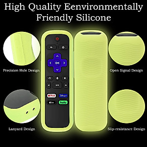 Silicone Protective Controller Cover fits for Roku TV Voice Remote | Element | Onn | Hisense | Westinghouse Roku TV Controller Cover,Glow in The Dark
