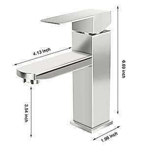 Bathroom Sink Faucets Single Handle, Brushed Nickel Bathroom Sink Faucets for Sink 1 Hole