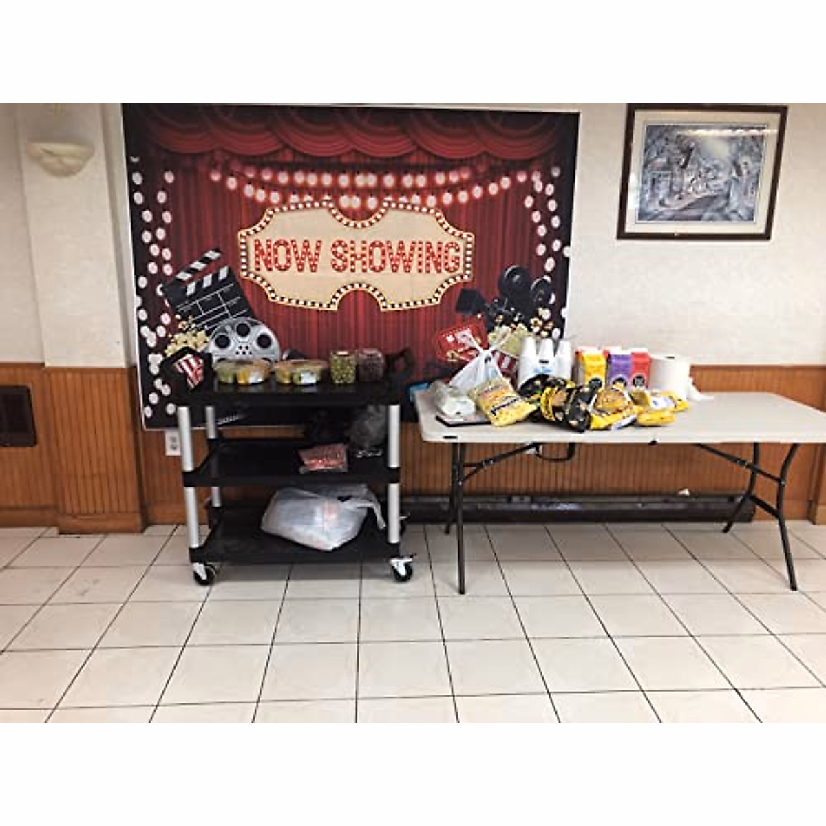 BINQOO 7x5ft Movie Night Backdrop for Birthday Party Movie Theme Now Showing Red Carpet Photography Backdrop and Studio Props Movie Party Ceremony Dress-up Awards Parties Photo Photography Background