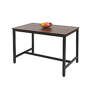 Coral Flower Kitchen Table for 4 People, Heavy Duty Metal Frame, Industrial Style, for Living, Dining Room, Rustic Brown.
