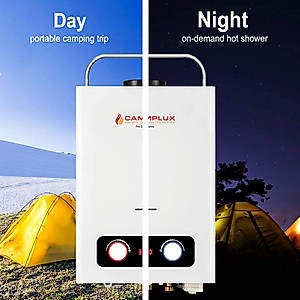 Camplux Pro 1.58 GPM Tankless Propane Water Heater, Outdoor Propane Gas Water Heater with 65 PSI High Pressure Caravan Boat Gas Hot Water System