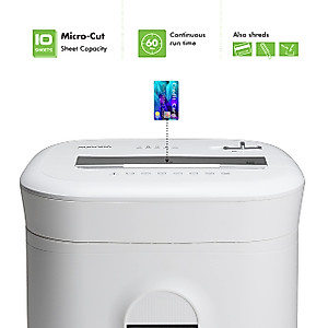 Aurora Professional Grade 10-Sheet High Security Micro-Cut Paper and Credit Card Shredder/ 60 Minutes/Security Level P-5, White