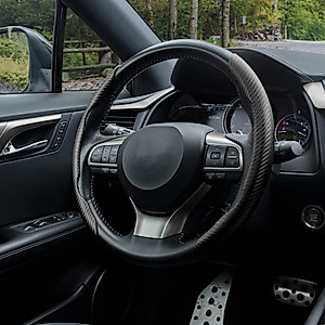 Amiss Car Carbon Fiber Anti-Skid Steering Wheel Cover, Segmented Steering Wheel Protector, Butterfly Cover, Universal 99% Car Wheel Cover Protector, Car Interior Accessories (Black)