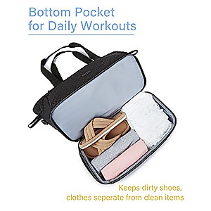 Weekender Overnight Bag, BAGSMART 39L Large Travel Duffle Bag for Women, Soft Quilted Cotton Sports Gym Bag with Shoe Compartment, Crossbody Carry-on Bag with Multiple Pockets, Machine Washable(Black)