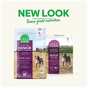 Open Farm Grain-Free Dry Dog Food with Ethically Sourced Ingredients, Non-GMO Veggies & Superfoods to Support Joints & Mobility, Senior Dog Recipe, 4lb Bag (64oz Bag)