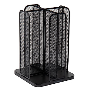 Mind Reader Carousel 4 Compartment Cup and Lid Organizer, Black Mesh