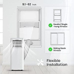 TOSOT 8,000 BTU Air Conditioner Easier to Install, Quiet and 3-in-1 Portable AC, Dehumidifier, Fan for Rooms Up to 250 sq ft, Aovia Series, White