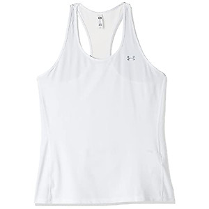 Under Armour Women's HeatGear Armour Racer Tank , White (100)/Metallic Silver , Small