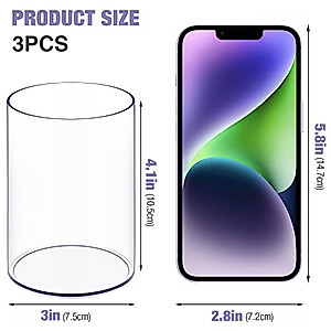 NiOffice Stylish Clear Acrylic Desk Organizer Pen and Pencil Holders Set of 3, Round Makeup Brush Storage Perfect for Home, School and Office Supplies