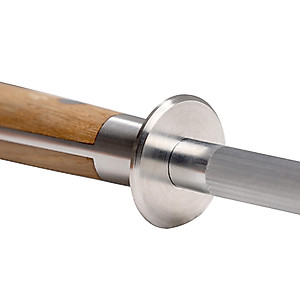 Cohesion Knife Sharpener Rod for Kitchen Knife Daily Sharpener Maintenance, 10 Inch Carbon Steel Professional Knife Sharpening Rod Honing Steel with White Oak Wood Handle