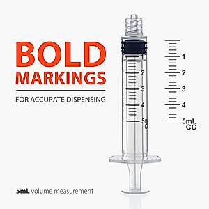 EasyTouch Luer-Lock Syringe Barrel, 5ML Syringe, Pack of 50