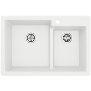 Karran QT-811 33" Top Mount Large/Small Bowl Quartz Kitchen Sink in Black