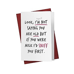 Funny Birthday Card For Men and Women, Single Large 5.5 x 8.5 Happy Birthday Card For Him Or Her, Birthday Card For Husband, Birthday Card For Brother - Birthday Card For Sister, Birthday Card For Son, Nephew, Niece - Karto - Old Milk