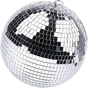 Mirror Disco Ball Silver Hanging Balls with Hanging Ring for Disco DJ Light Effect Party Home Decoration Club Stage Props School Bands Festivals Wedding Decoration (12 INCH/30 CM)