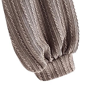 ZAFUL Women's Pullover Ribbed Batwing Lantern Sleeve Knitwear Knitted Crop Top Solid Round Neck Long Sleeve T-Shirt