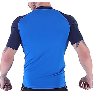 V VICROAD Mens Short Sleeve Rash Guard Swim Shirt Athletic Surfing Tee Sky/Navy-2XL