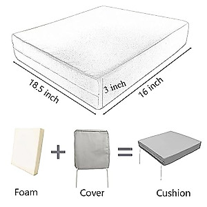 TECOSARA Patio Chair Cushion 18.5x16x3, Water Resistant Outdoor Loveseat Cushion Set of 2, Memory Foam Chair Cushions Outdoor Chair Cushion, Seat Cushions with Ties for Patio Furniture
